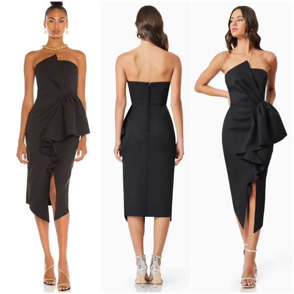Elliatt | Dresses | Elliatt Reception Midi Dress Ruffle Slit Lbd ...